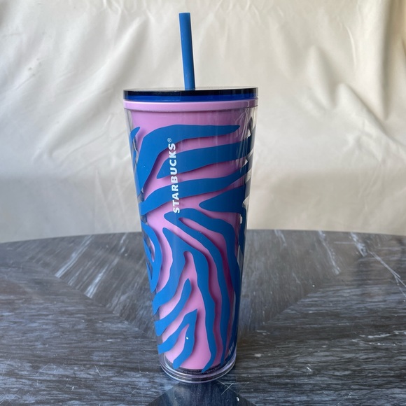Starbucks | Dining | Starbucks Zebra Venti Cold Cup Zebra 22 Pink Blue ...